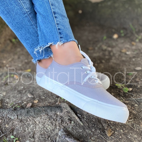 Bonita_Trendz | Shoes | Gray Canvas Platform Lace Up Sneakers | Poshmark